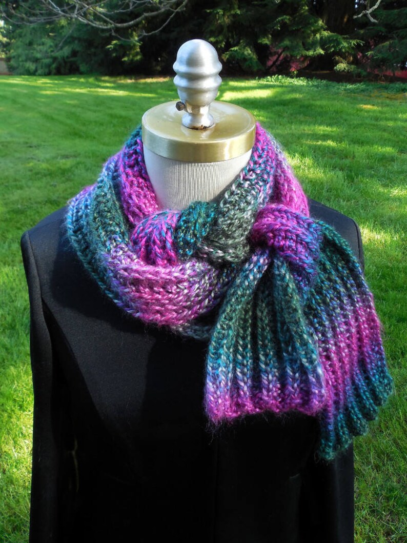 Garter Slip Rib Scarf in Pink, Blue, Teal, and Green Soft Warm Cushy - Etsy