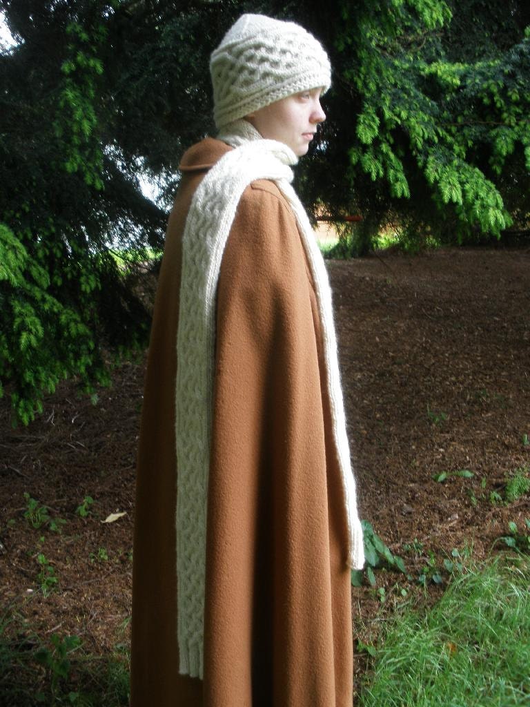 Saxon Braid Cabled Cap and Scarf Combo PDF Knitting Patterns Cabled Hat ...