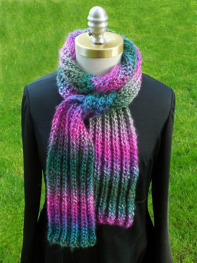Garter Slip Rib Scarf in Pink, Blue, Teal, and Green Soft Warm Cushy - Etsy