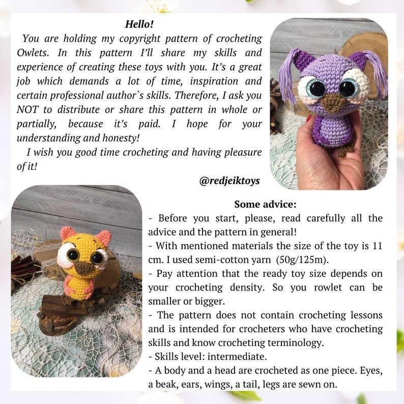 Owl Crochet Pattern Bird Crochet Pattern Amigurumi Pattern Diy Owl ...