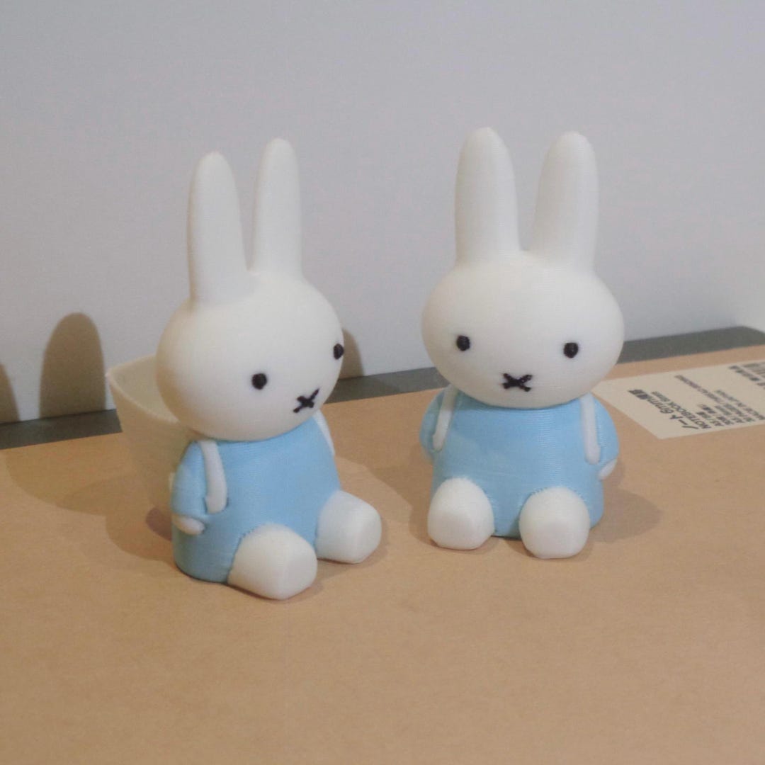 3d Printed Mini Miffy Figure With Basket - Blue - Etsy
