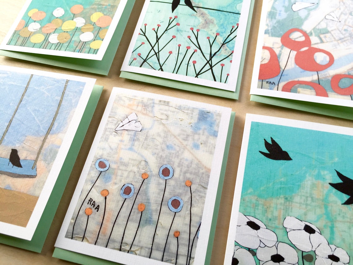 Map Card Set / Everyday Blank Box Card Set of 6 Great Gift for - Etsy