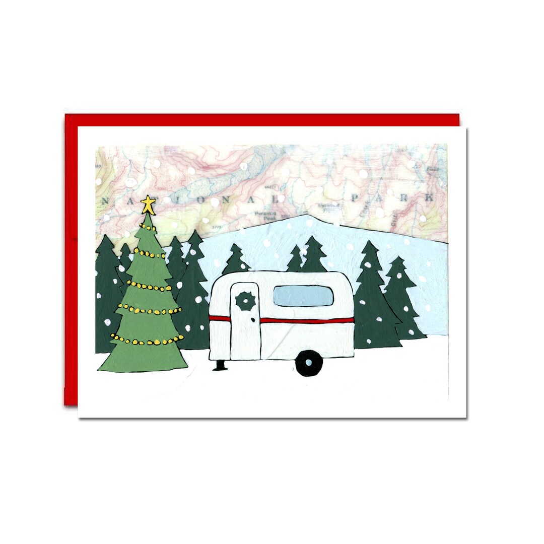Holiday Camper Card Set of 6 With Red Envelopes, Camping Christmas Card ...
