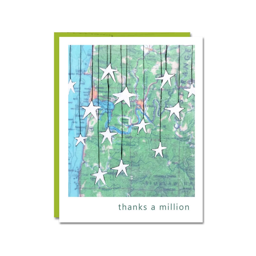 Thanks a Million Card // Cute Thank You Card // Map Card // Star Card ...