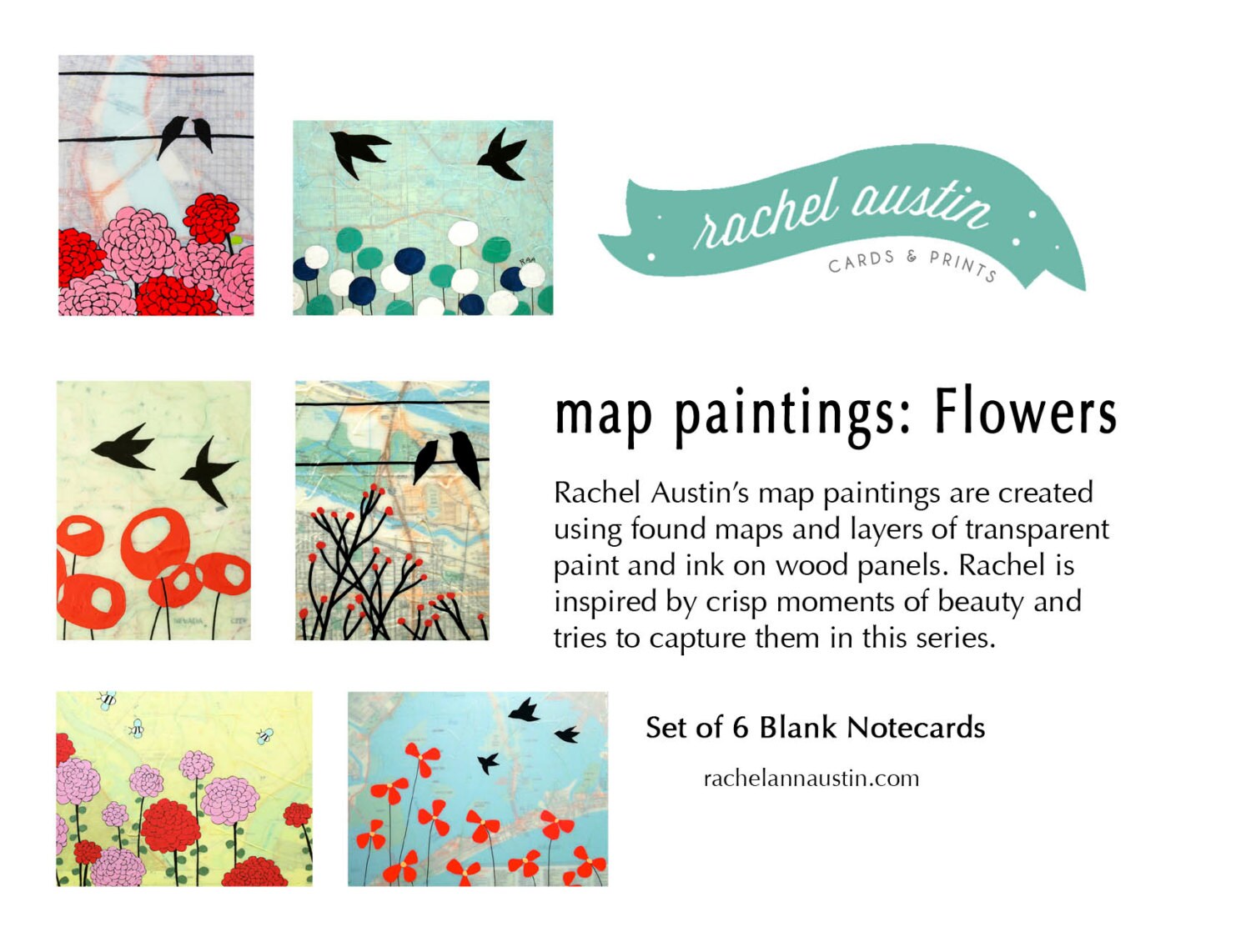 Flower Box Card Set / Blank Map Greeting Cards Box Set of 6 - Etsy