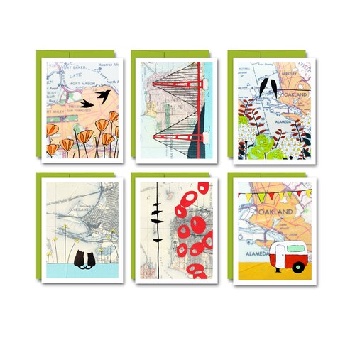 Flower Box Card Set / Blank Map Greeting Cards Box Set of 6 - Etsy