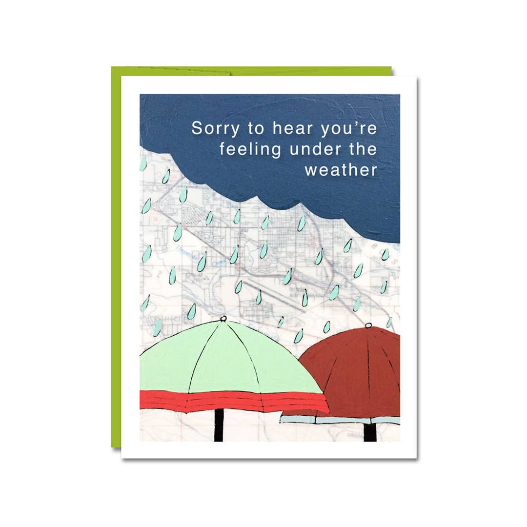 Under the Weather Card // Sympathy Card // Rainy Day Card // Get Well ...