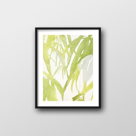 Abstract Watercolor Bamboo Print // Modern Botanical | Etsy