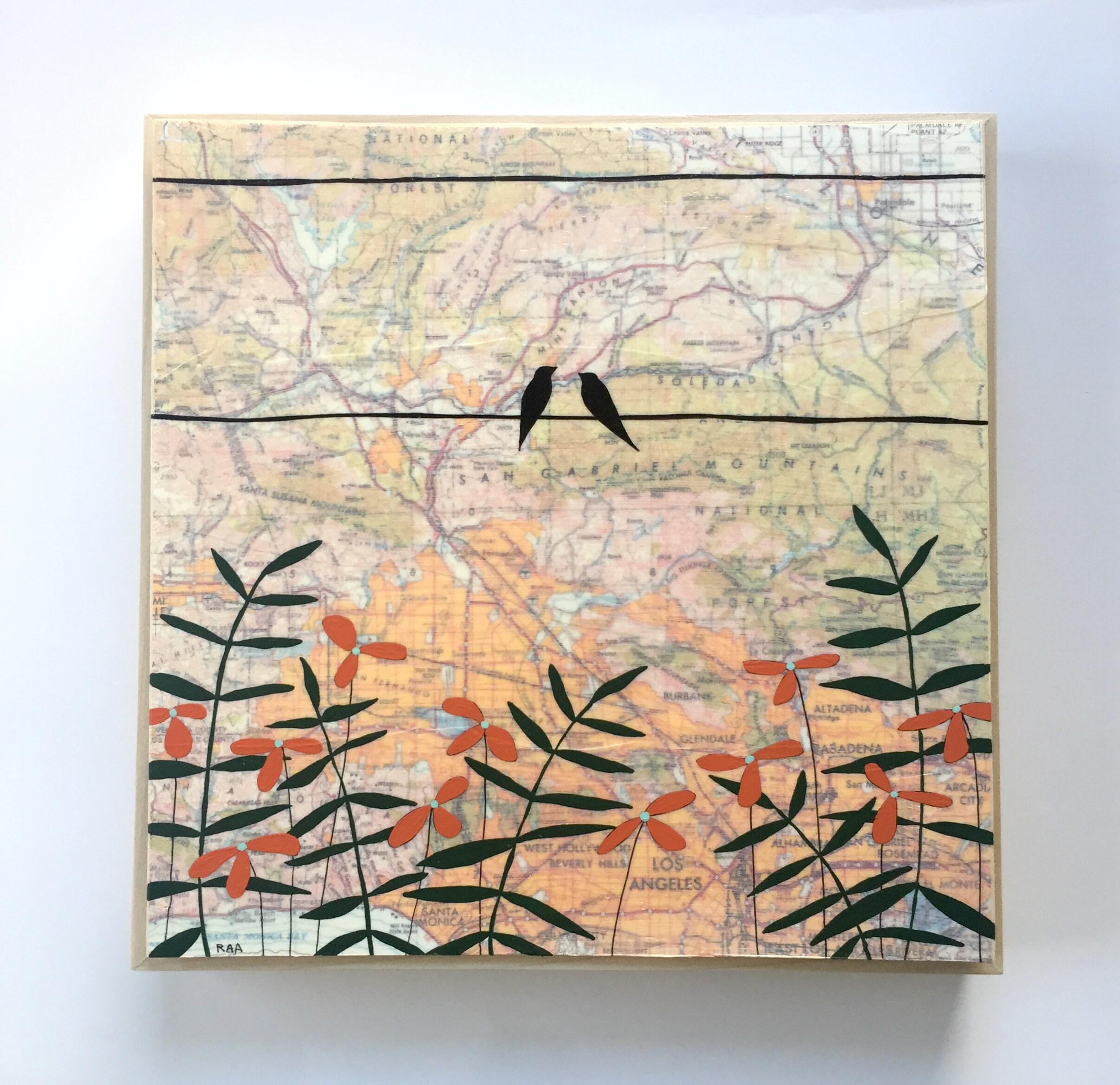 6x6 Art on Wood by Rachel Austin Los Angeles Map Painting with ...