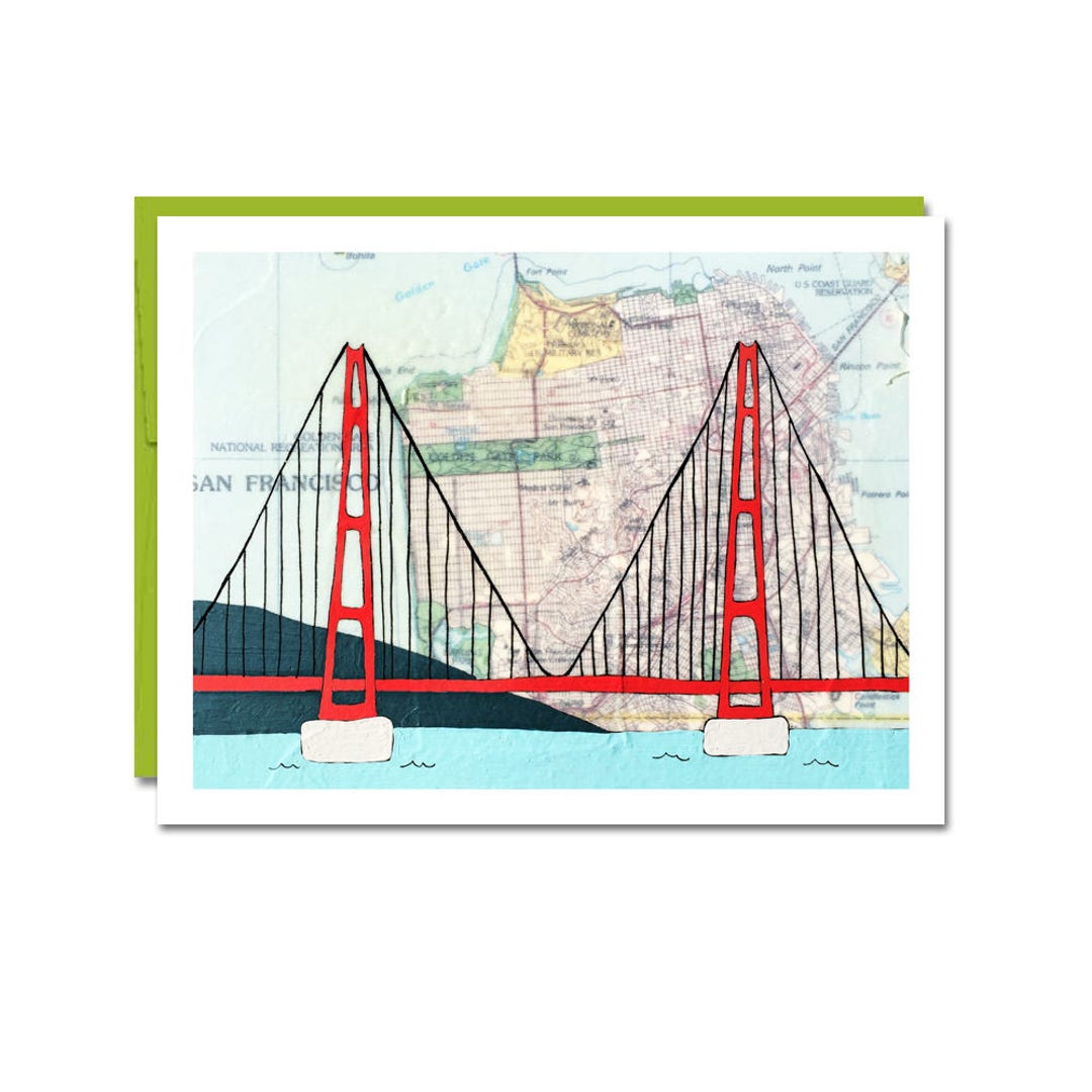 Golden Gate Bridge Map Card - Etsy