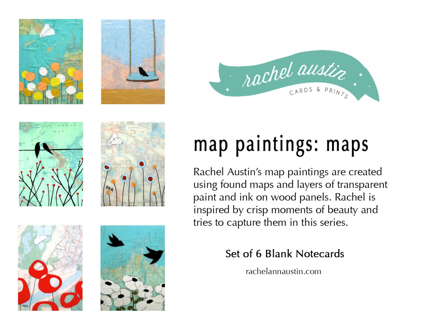 Map Card Set / Everyday Blank Box Card Set of 6 Great Gift for - Etsy