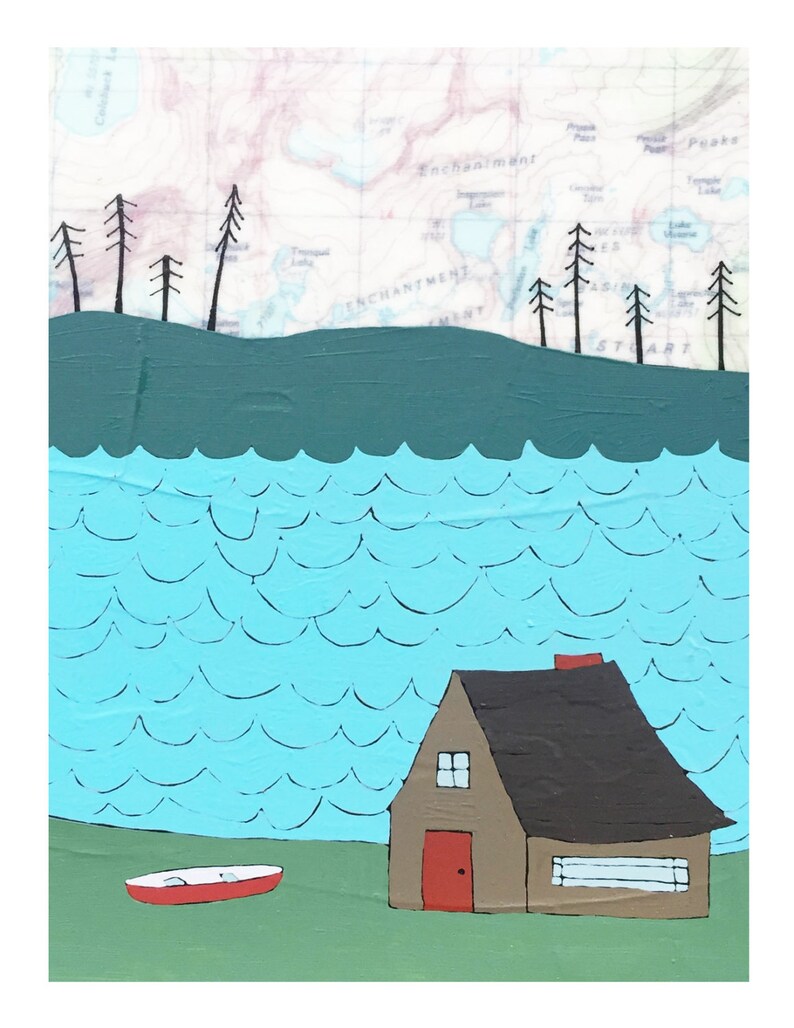 Cabin Wall Art Cute Lake House Decor Print // 8x10 or 11x14 - Etsy