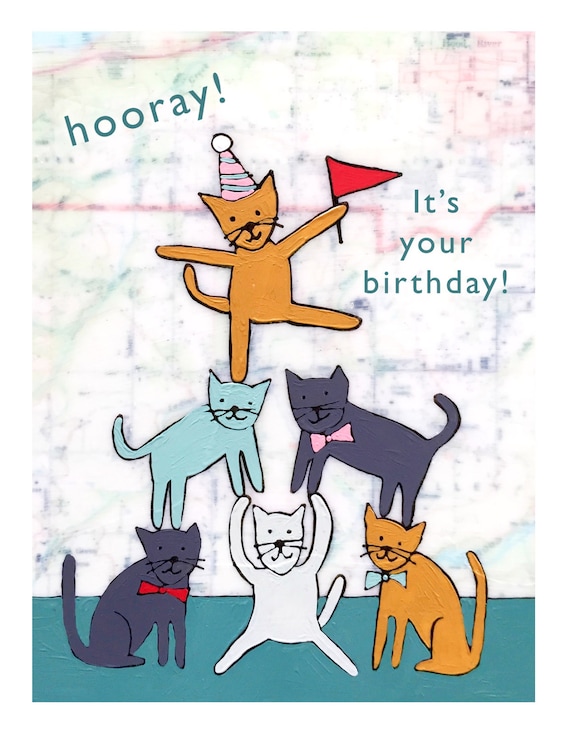 Happy Birthday Love Cats Happy Birthday Black Cats Card Red
