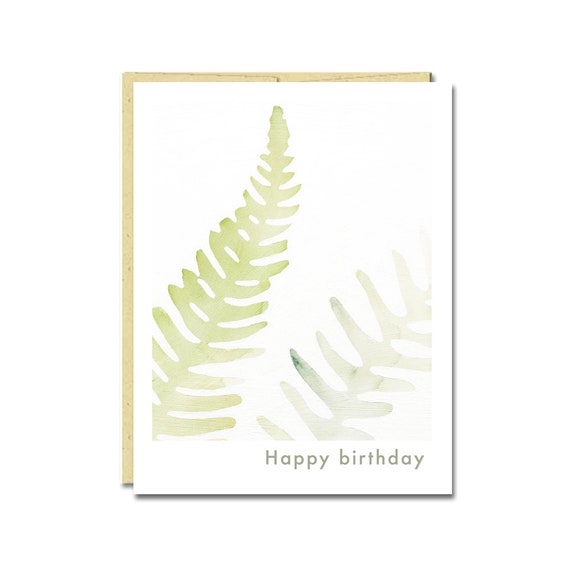 Happy Birthday Card // Fern Modern Birthday Card With | Etsy