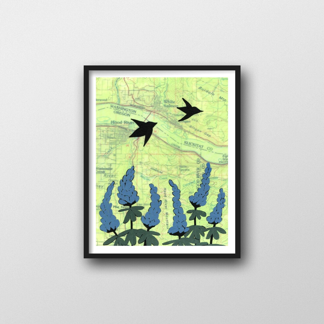 Hood River Oregon Map Print 8x10 or 11x14 // Great Housewarming Gift - Etsy