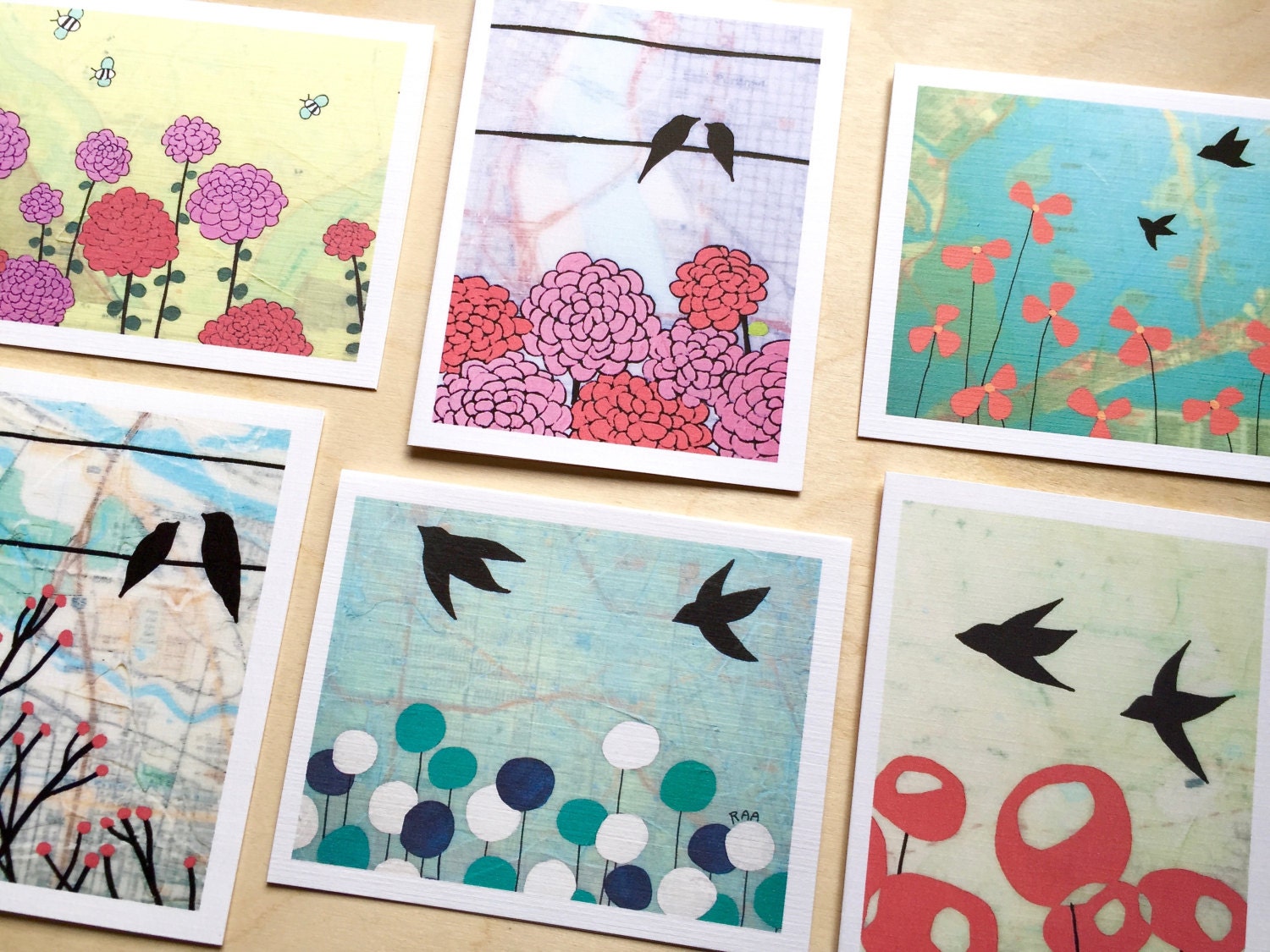 Flower Box Card Set / Blank Map Greeting Cards Box Set of 6 - Etsy