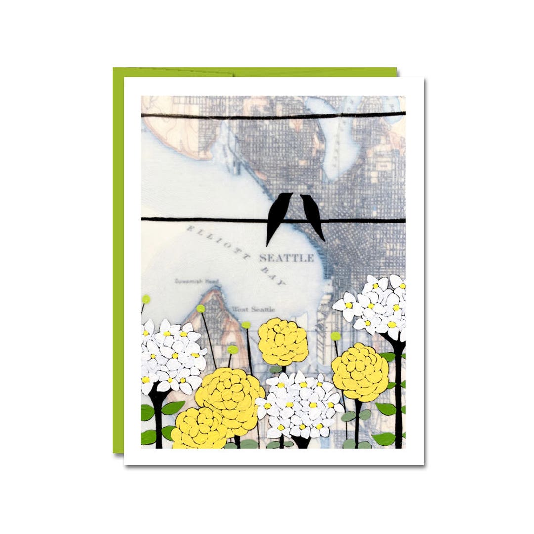 Pretty Seattle Card / Cute Everyday Card with Washington Map - Etsy.de