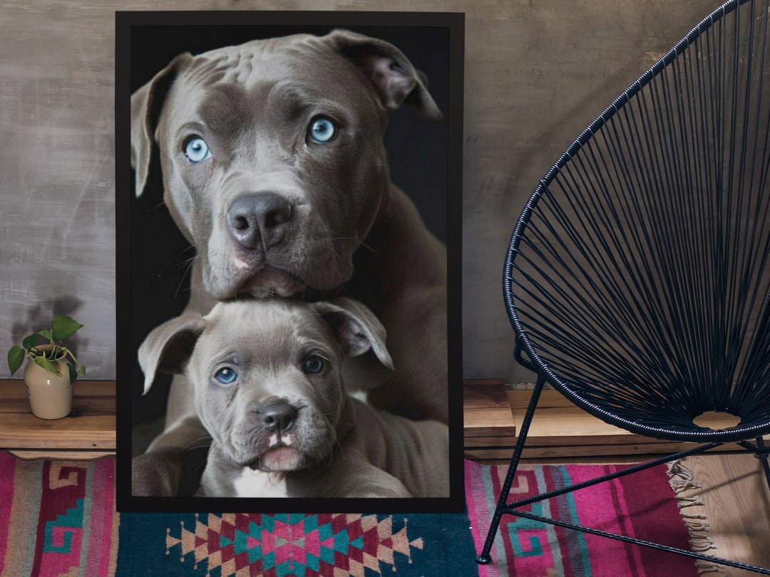 Pitbull With Puppies, Digital Download, Wall Art, Wall Decoration ...