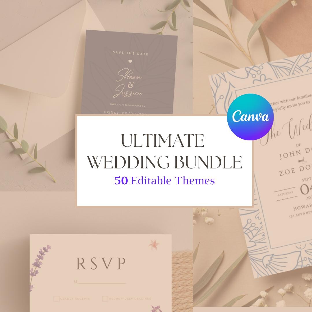 Ultimate Wedding Template Bundle 50 Canva Themes With 10 Templates Each ...