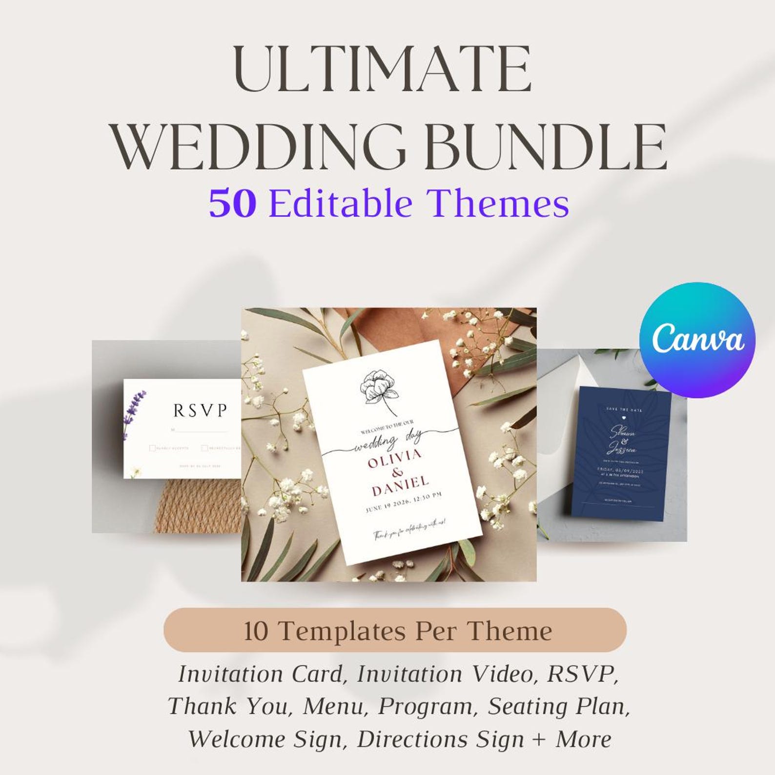 Ultimate Wedding Template Bundle 50 Canva Themes With 10 Templates Each ...