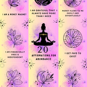 25 Abundance Affirmation Cards Digital Download Printable - Etsy