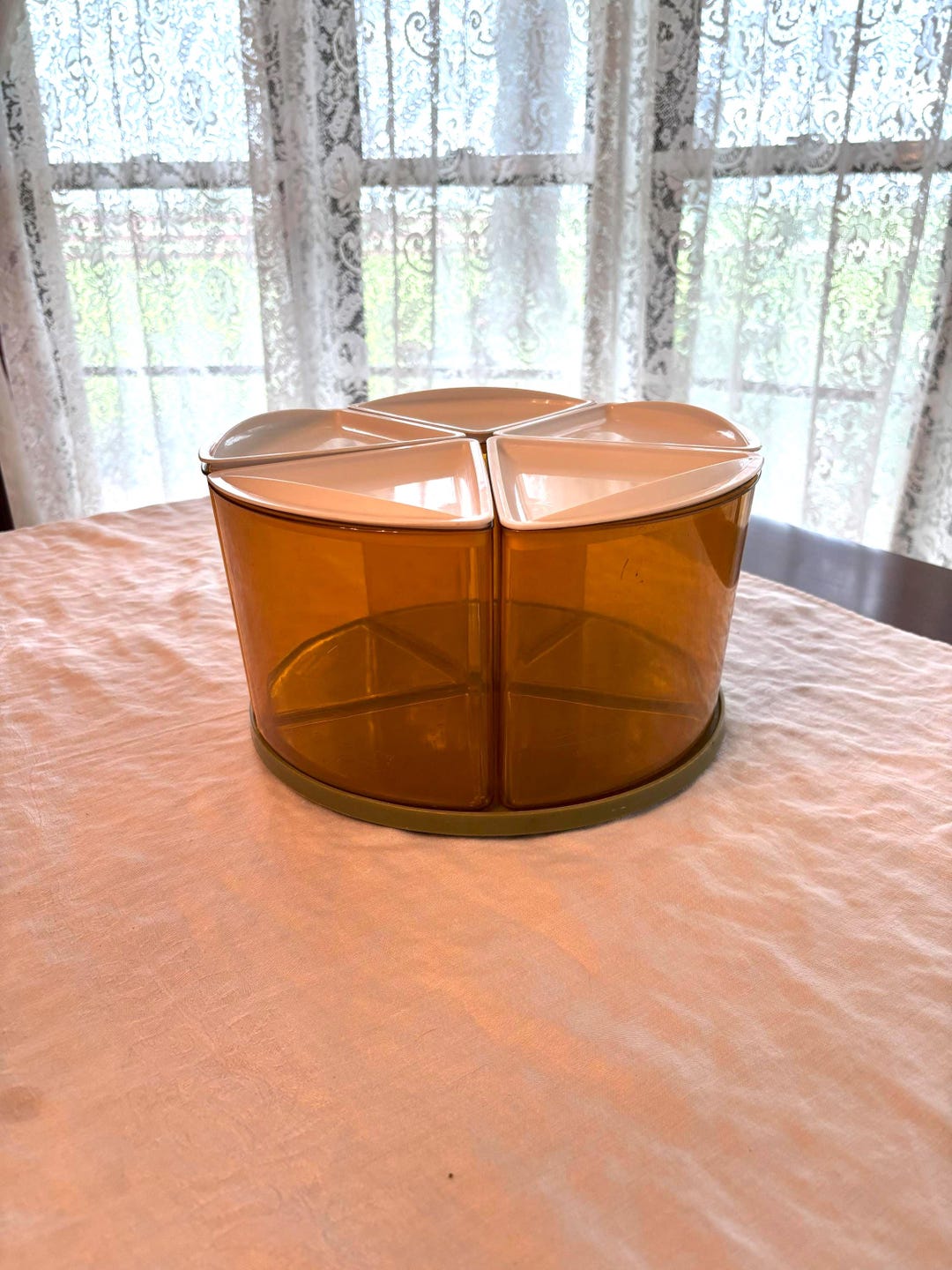 Vintage 1970s Rubbermaid Canister Set: Amber Bins, Avocado Green Lazy ...