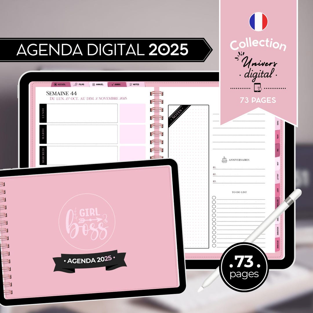 Digital Diary 2025 Girl Boss | Digital Planner in French | 52 Week ...