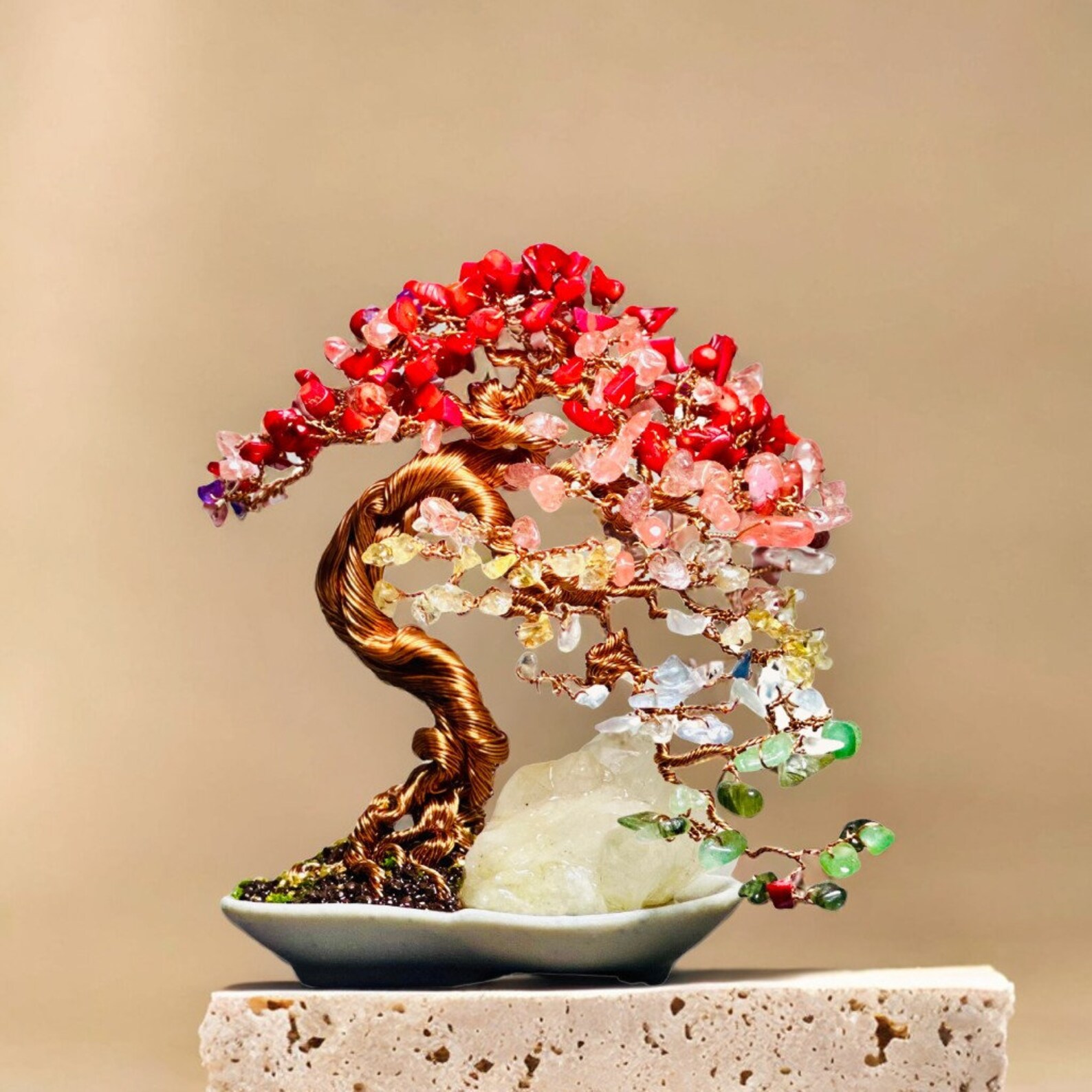 Five Element Crystal Tree Bonsai | Metal Tree | Decor Tree | Desk Decor ...