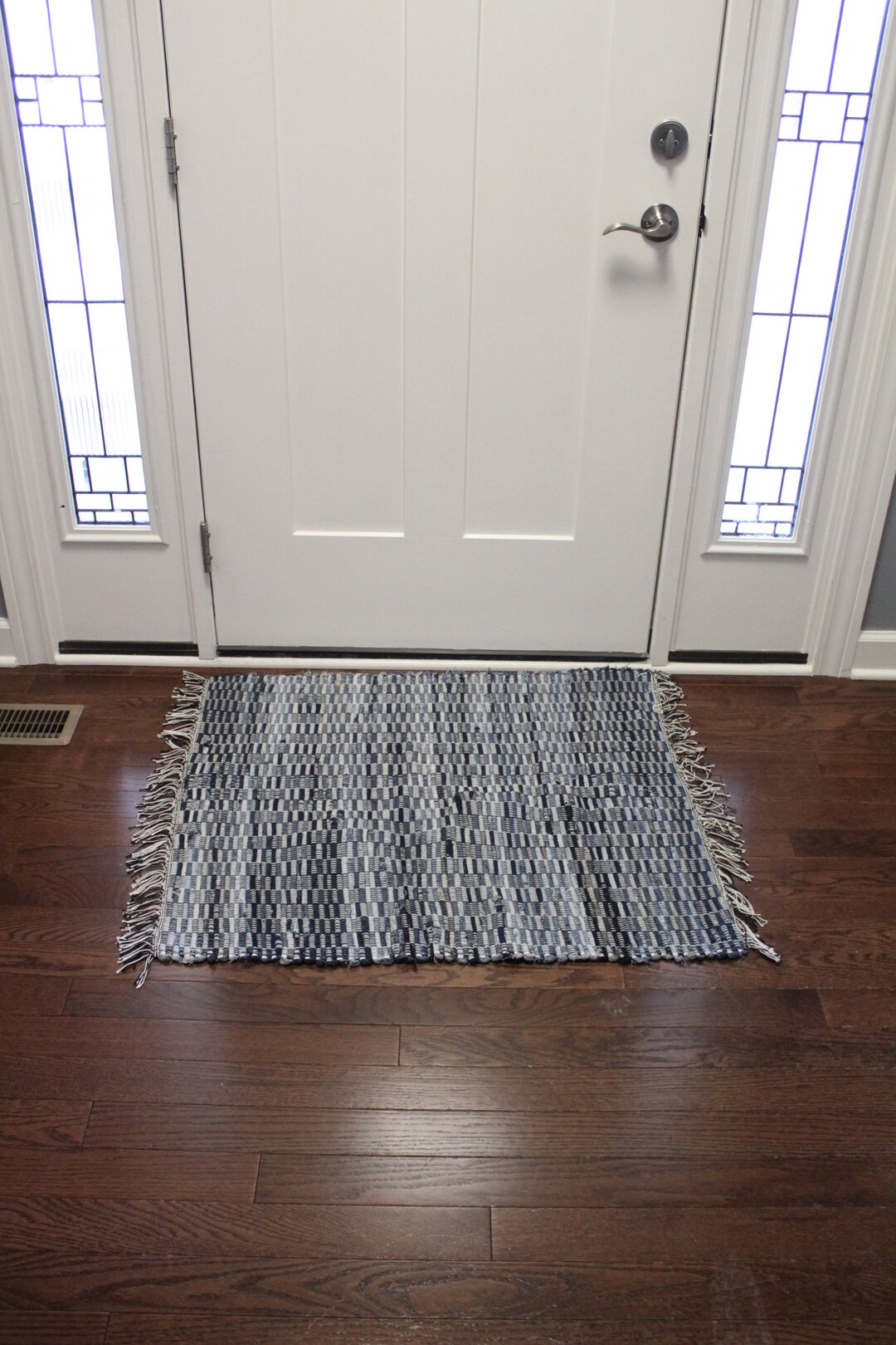 Hand Woven Denim Rag Rug. Upcycled Jeans - Etsy