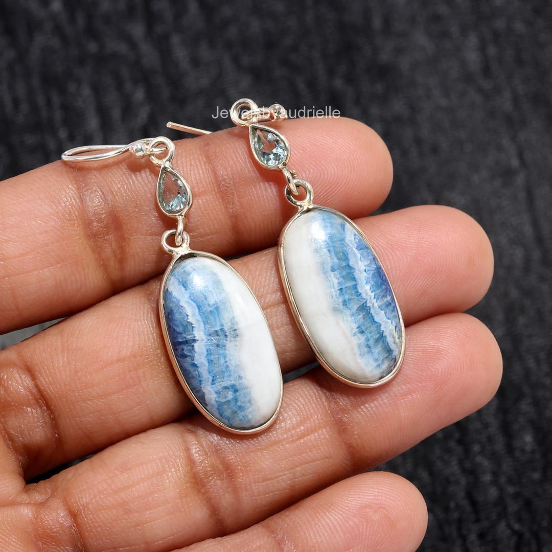 Rare Scheelite Earrings, Blue Gemstone Earrings, Drop & Dangle Earrings ...