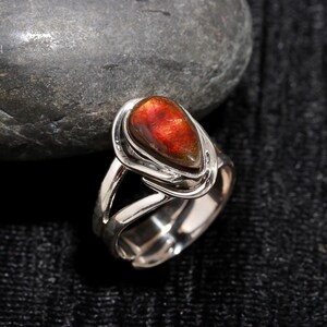Elegant Mexican Fire Agate Ring, Brown Gemstone Ring, Statement Ring, 925 Sterling Silver ...