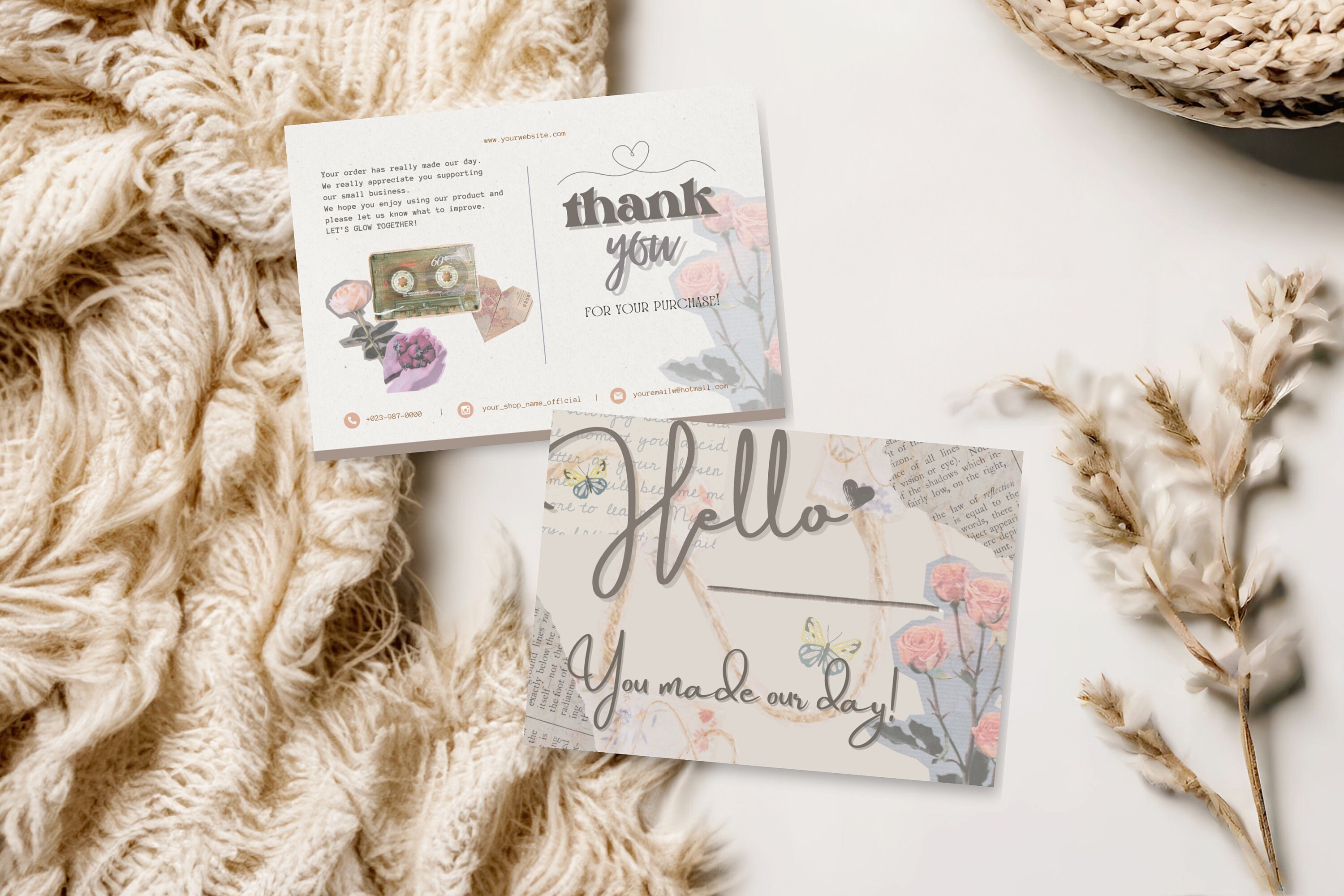 Vintage Editable Business Thank You Card Canva Template, Small Business ...