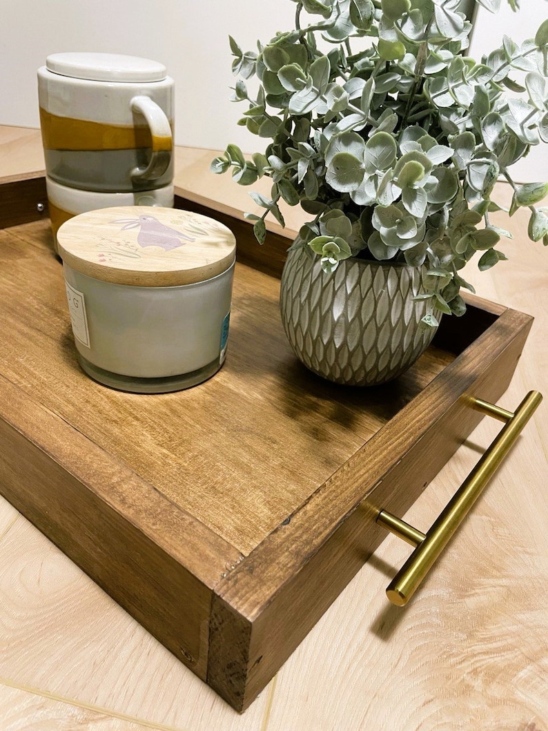 Wood Farmhouse Tray, Rustic Wooden Tray, Wooden Serving Tray With ...