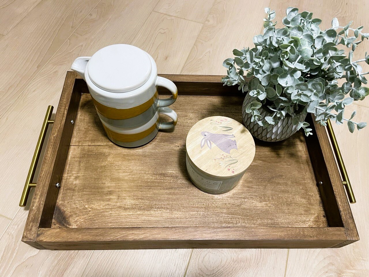 Wood Farmhouse Tray, Rustic Wooden Tray, Wooden Serving Tray With ...