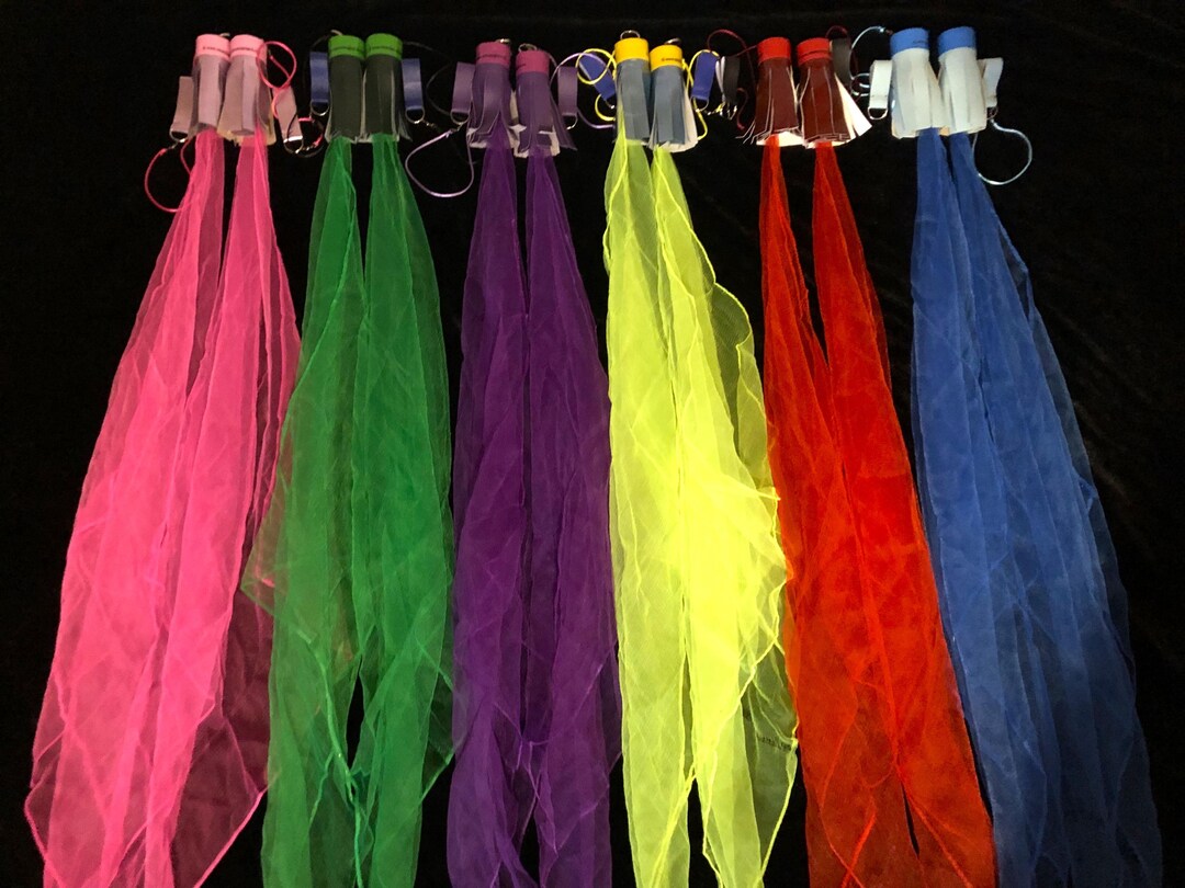 Long 'folk Tail' Chiffon Tailed Poi Set by Rainbow Dragon + Optional ...
