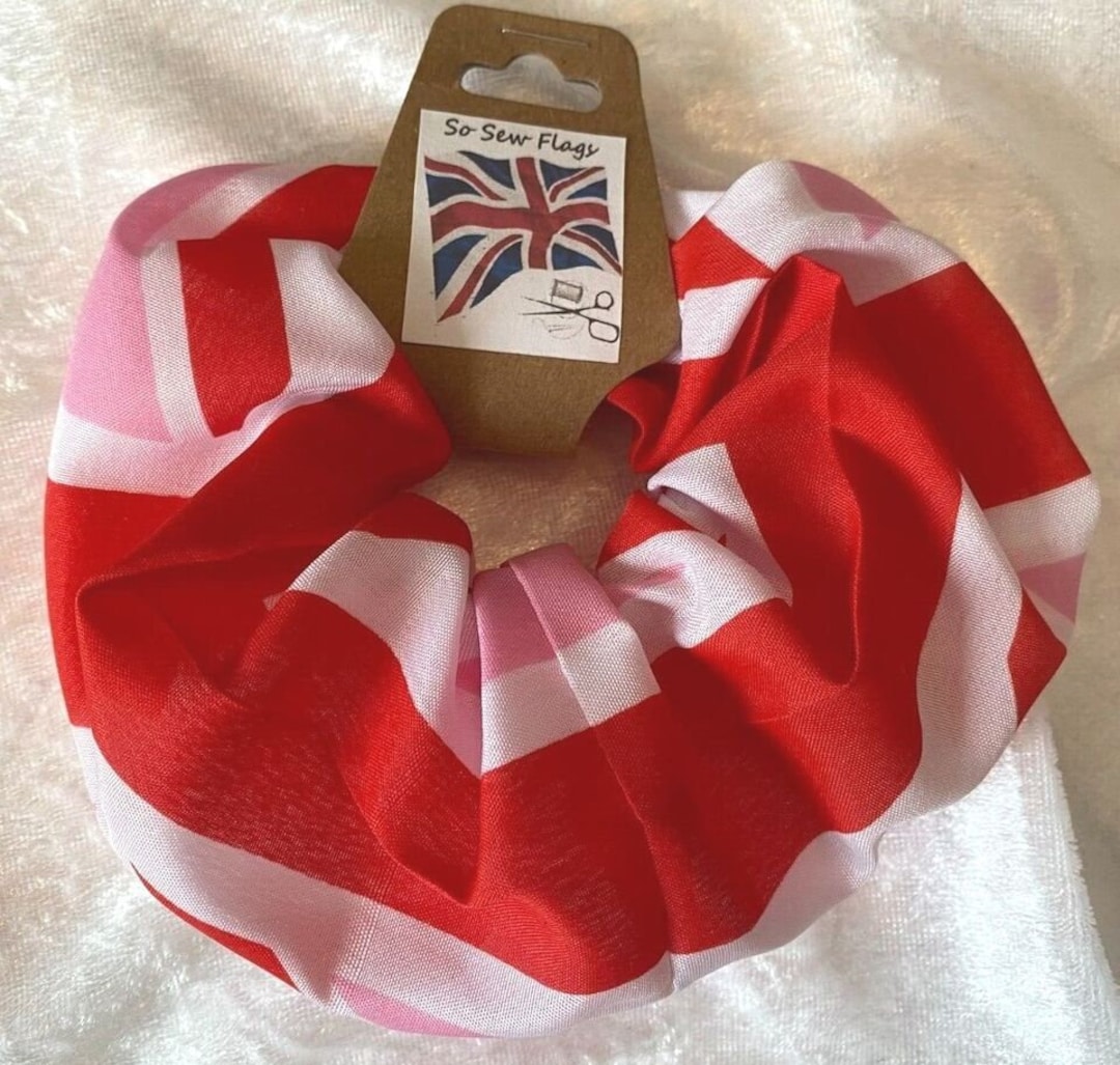 Handmade Pink Union Jack Flag Hair Scrunchie Scrunchies Accessory Ties ...