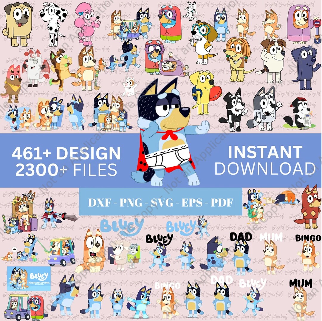 2300 Mega Bluuey Bundle, Bluuey Cut Files for Cricut, Bluuey Clipart ...