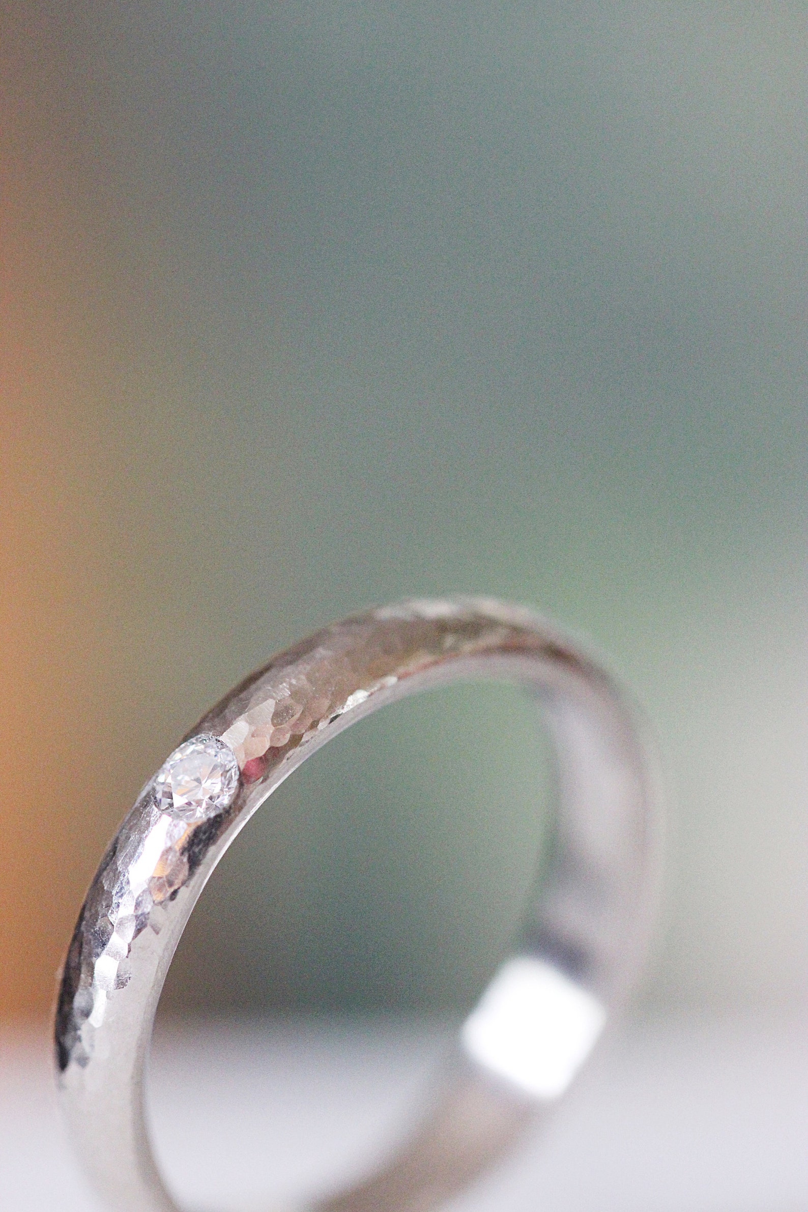 Flush Set Diamond Engagement Ring Skinny Wedding Band Stacking Ring ...