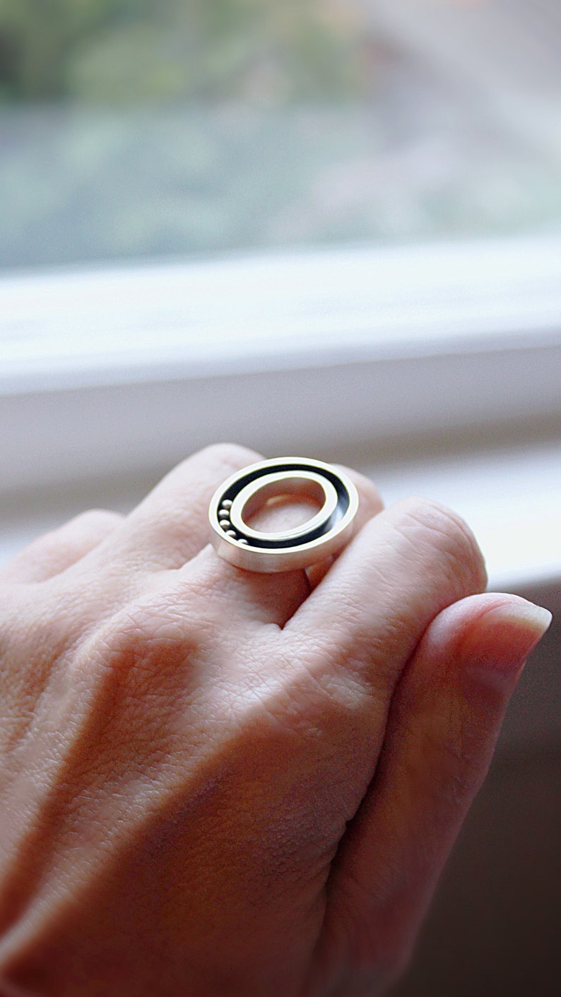 Sterling Silver Kinetic Ring, Handmade Oval Worry Jewelry - Etsy