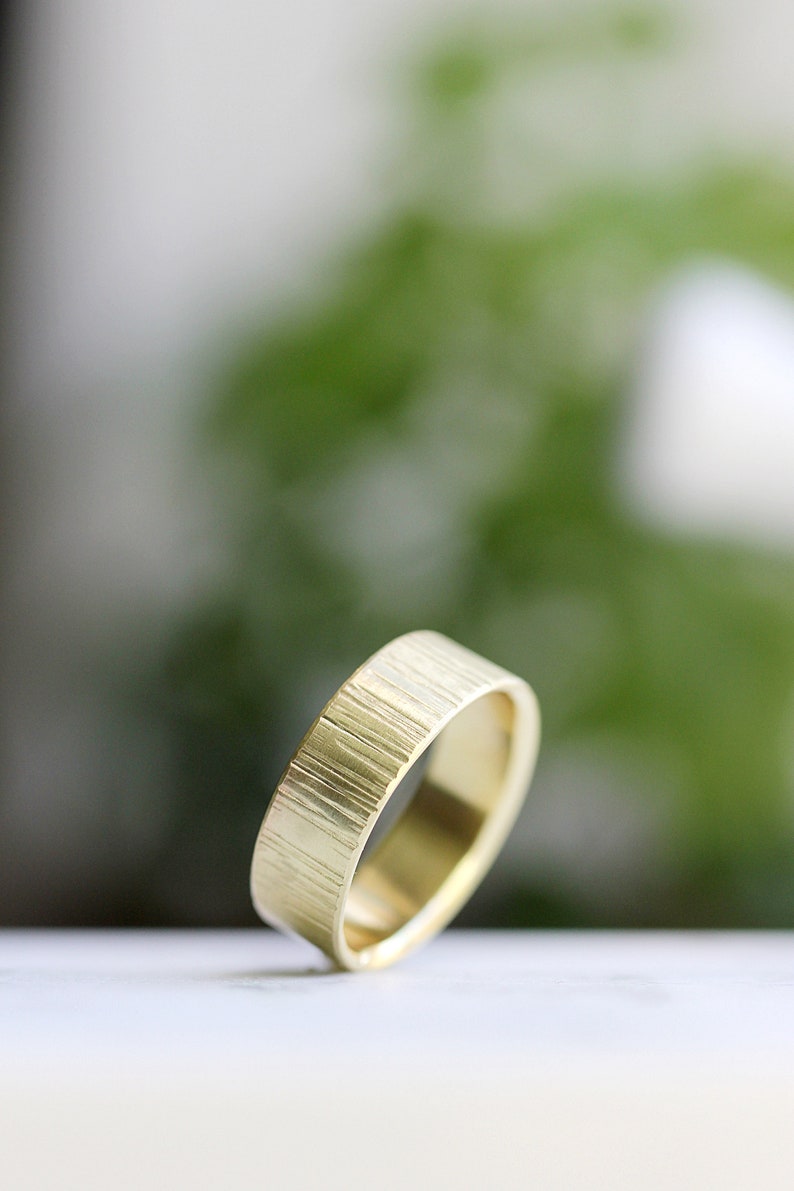 Hammered Gold Textured Wedding Band Modern Mens Wedding Ring | Etsy