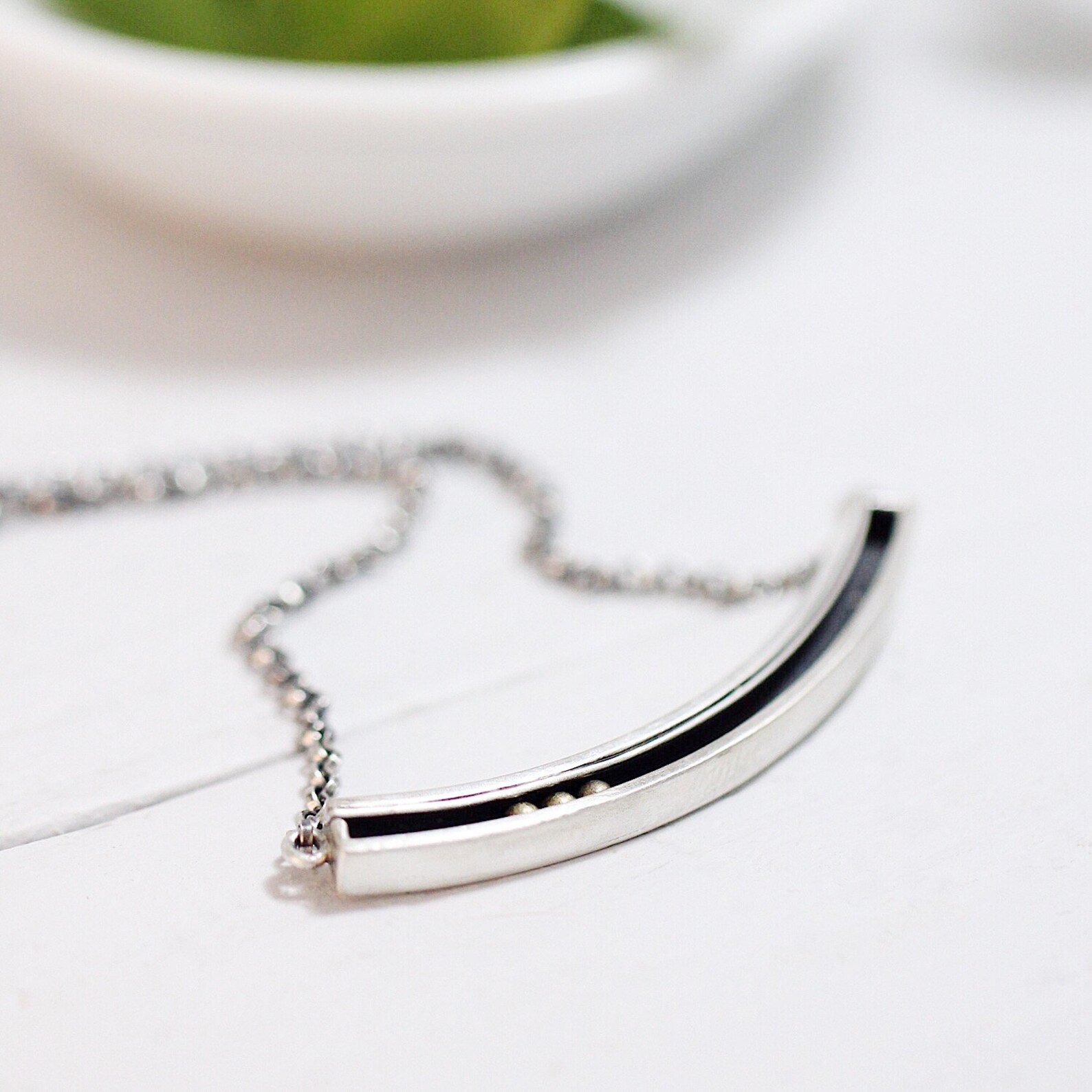 Silver Pendant Necklace Sterling Silver Bar Pendant Bar | Etsy