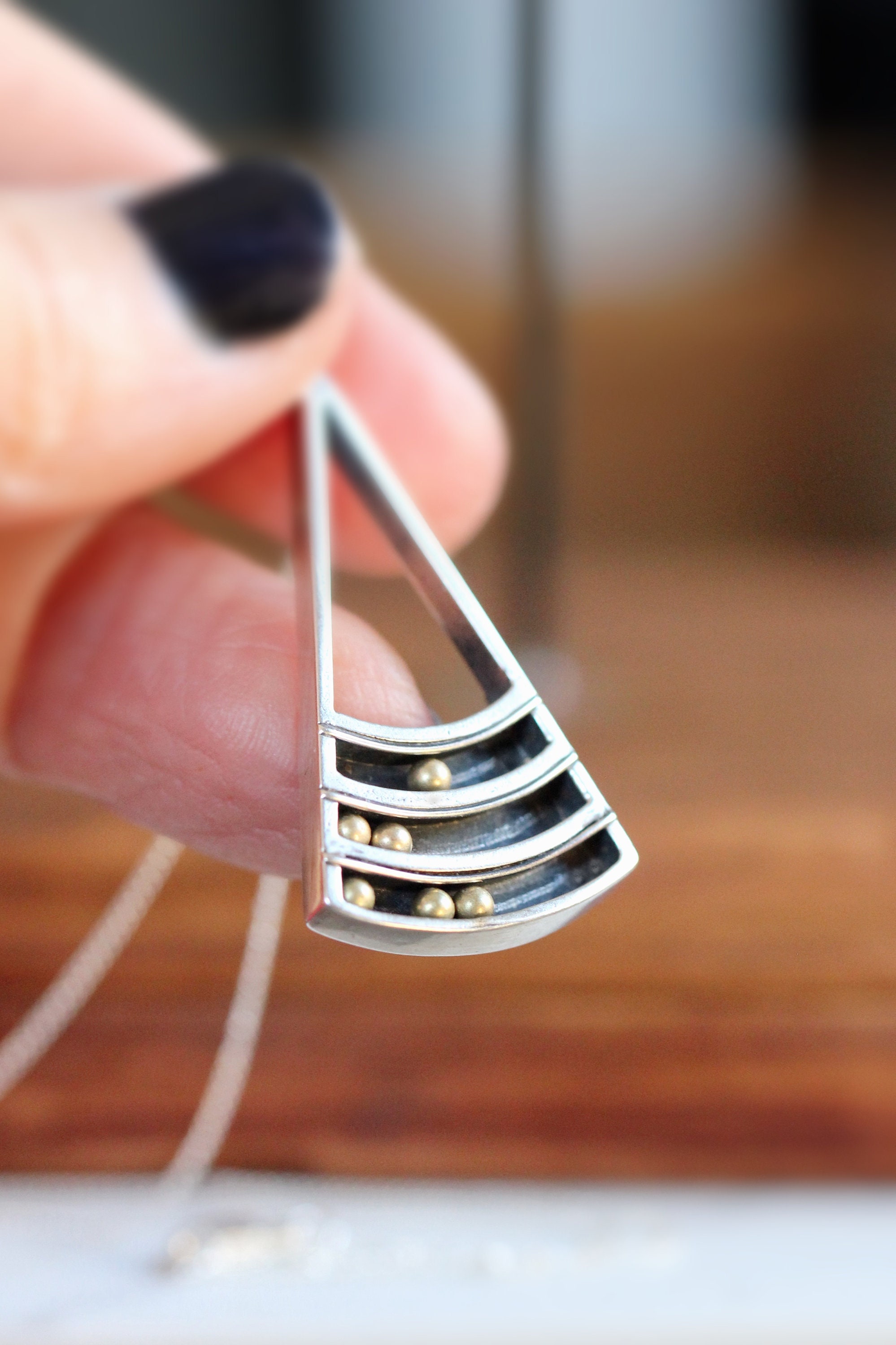 Sterling Silver Pendant Kinetic Pendant Necklace Teardrop | Etsy