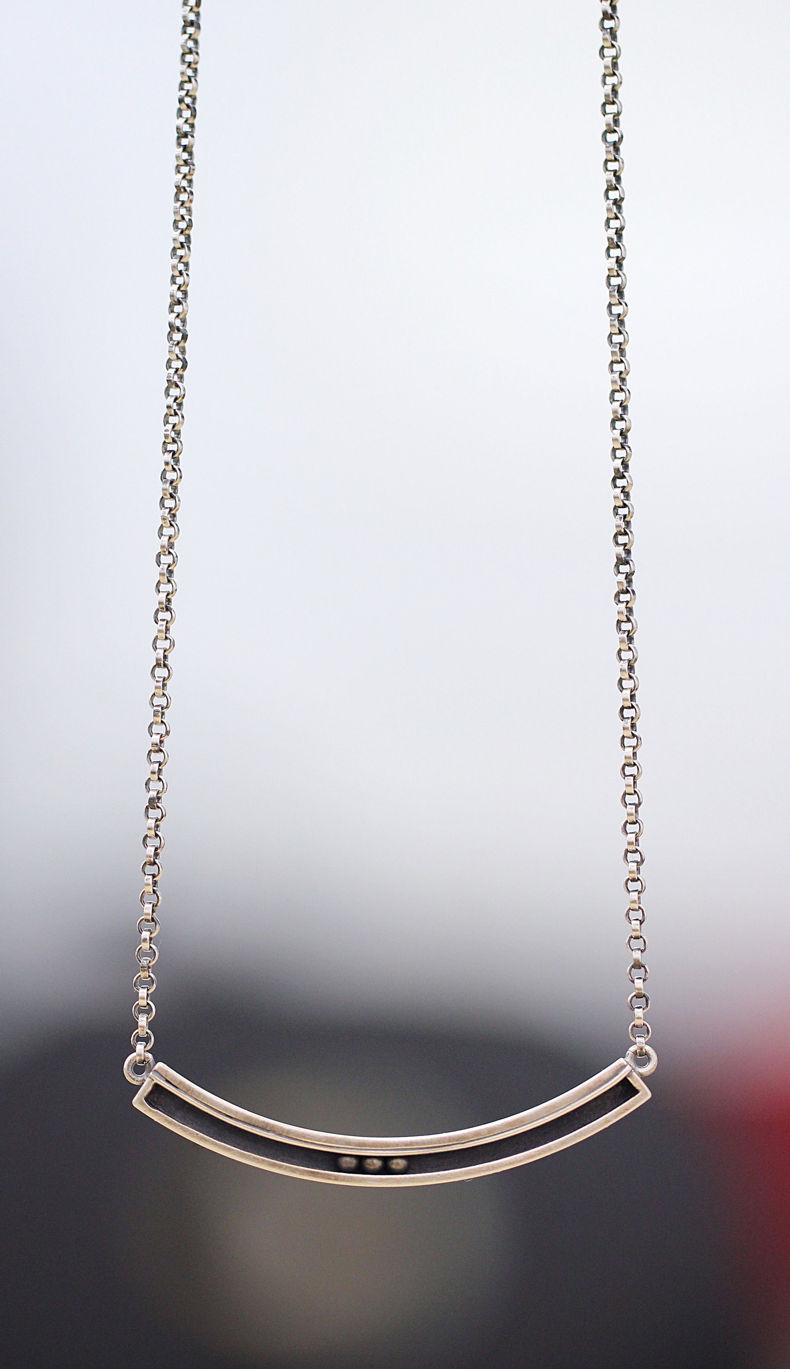 Silver Pendant Necklace Sterling Silver Bar Pendant Bar | Etsy