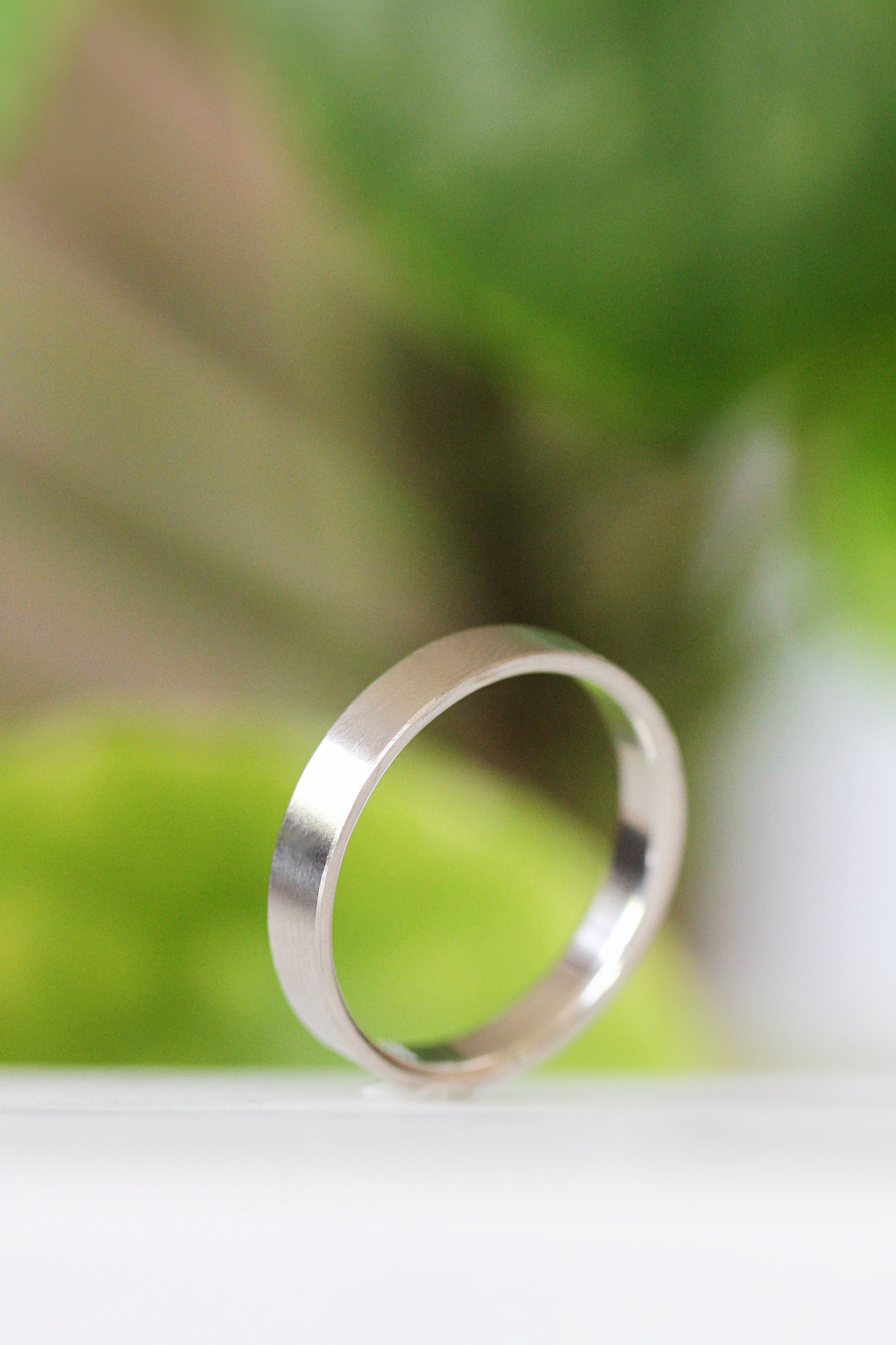 Wedding Band Modern Mens Wedding Ring 14K WHITE Gold Wedding | Etsy