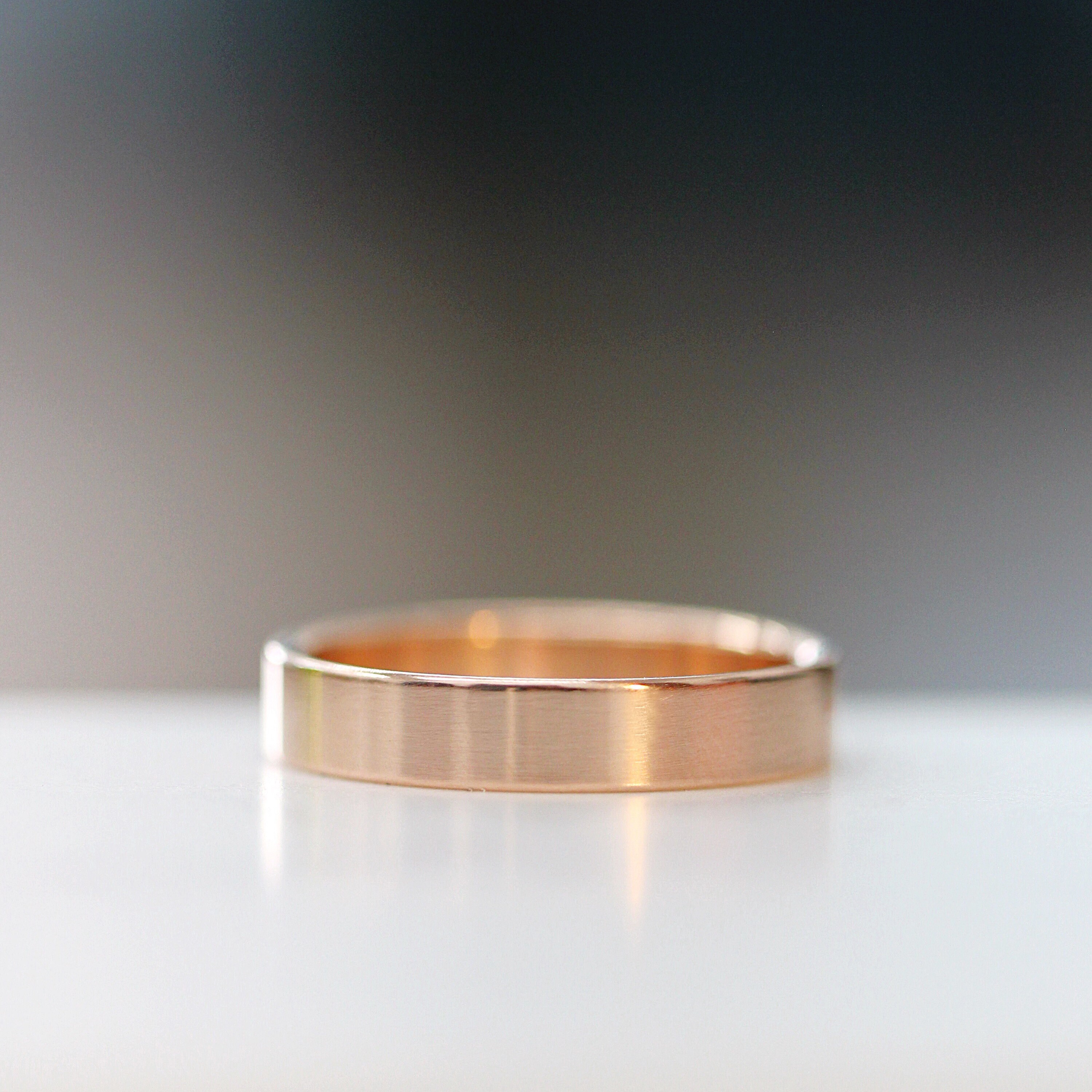 Wedding Band Modern Mens Wedding Ring 14k Rose Gold Wedding | Etsy