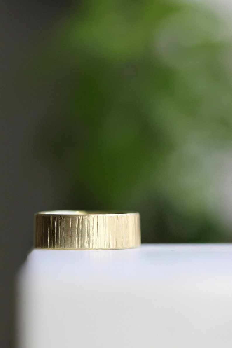 Hammered Gold Textured Wedding Band Modern Mens Wedding Ring | Etsy