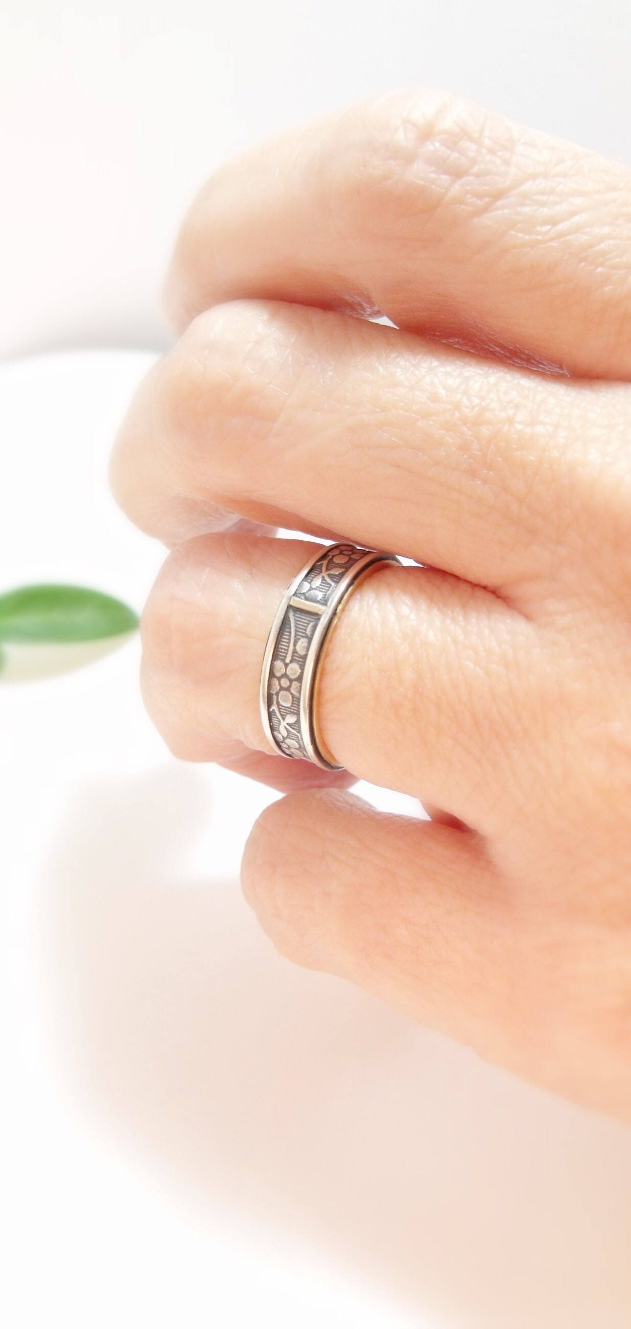 Sterling Silver Gold Wedding Band Set Womens Wedding Band Mens - Etsy