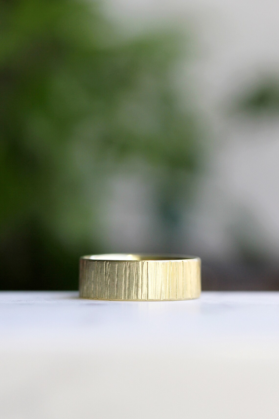 Hammered Gold Textured Wedding Band Modern Mens Wedding Ring | Etsy