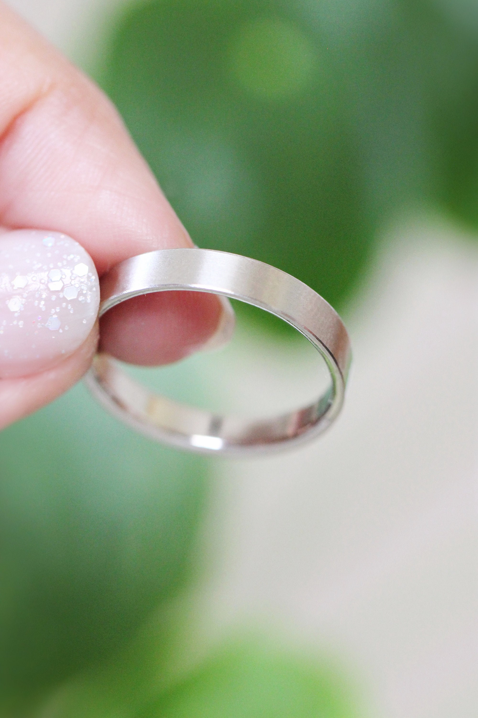 Wedding Band Modern Mens Wedding Ring 14K WHITE Gold Wedding | Etsy