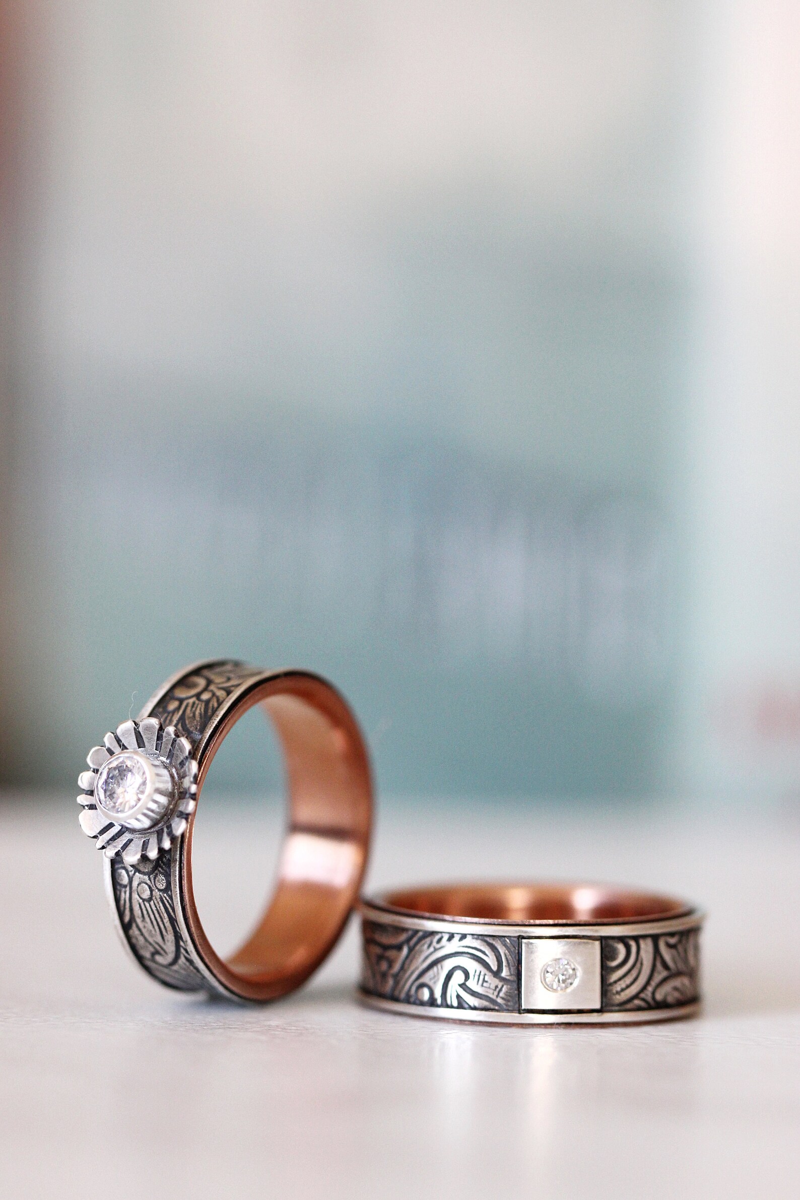 Womens Wedding Band Set Womens Wedding Ring Set Mens Wedding - Etsy